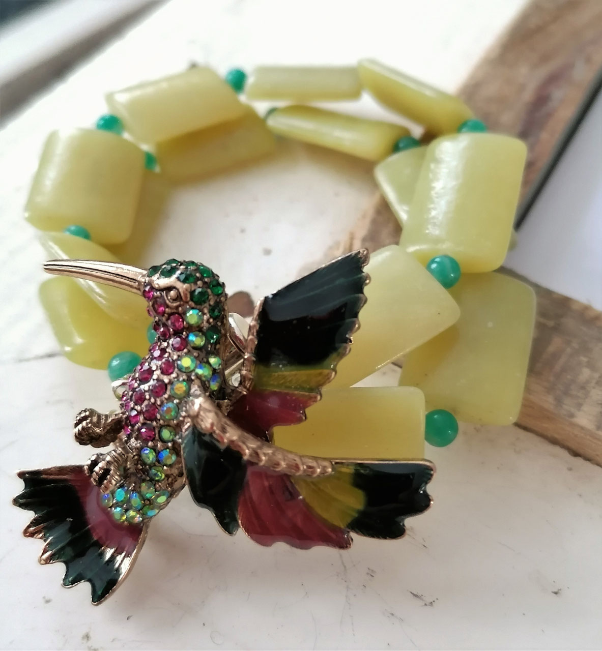 HUMMINGBIRD - JADE & RUSSIAN AMAZONITE GEMSTONE BRACELET - Item 074 ...