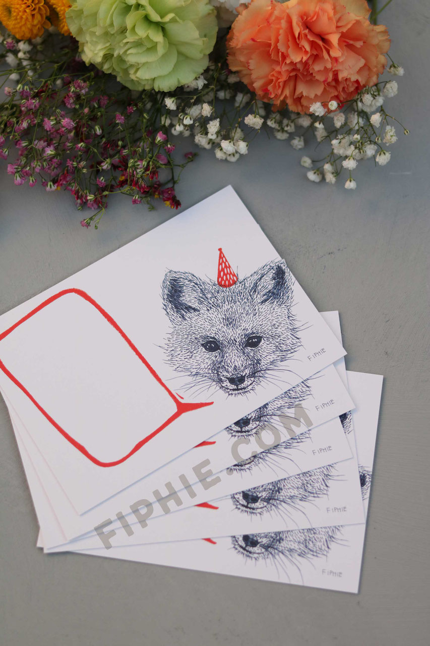 Buy here postcard set "Little Fox Greeting Card" by fiphie - Fiphie's Shop