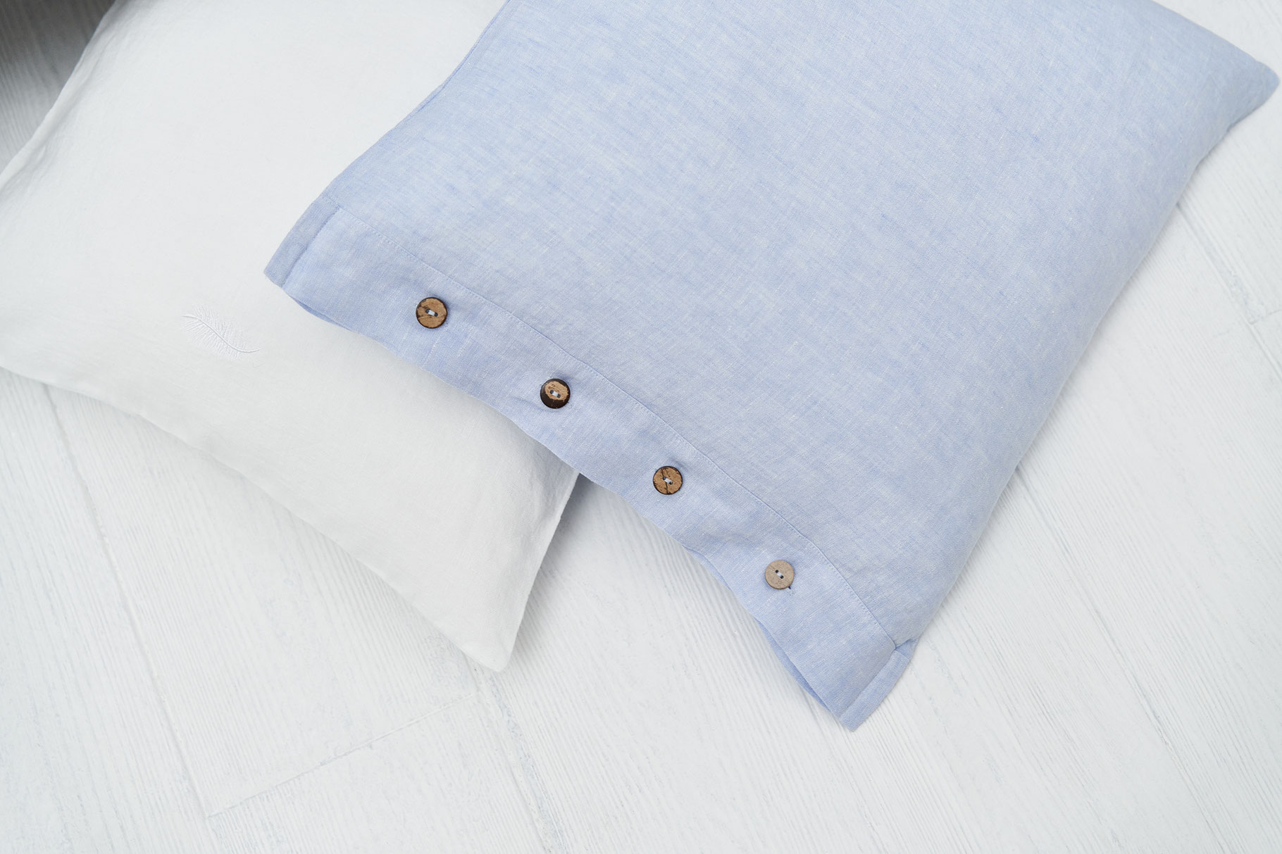 Linen Pillowcase Celeste with Buttons - Genix Home Premium Baltic Linen