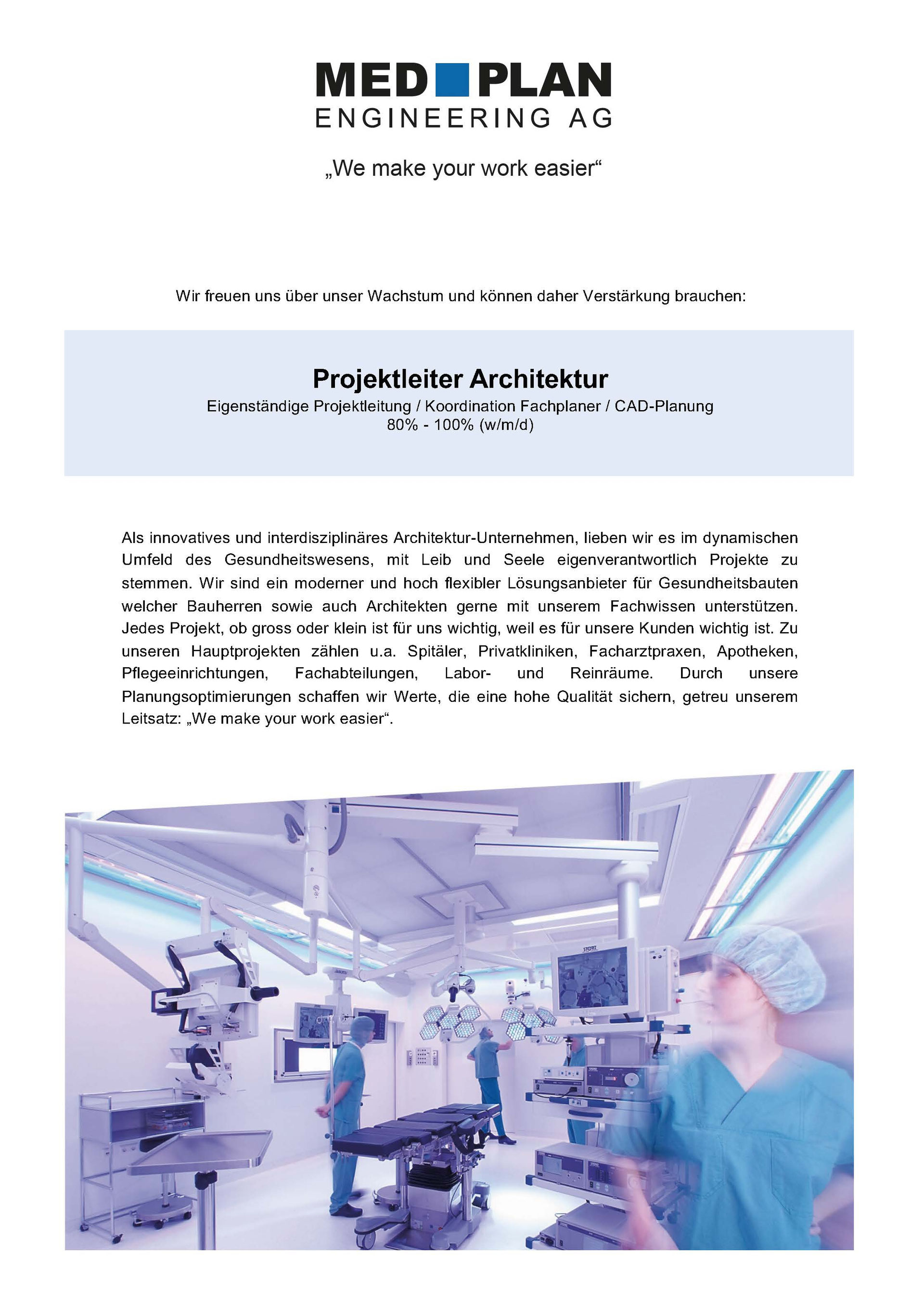 Stelleninserat - MedPlan Engineering AG