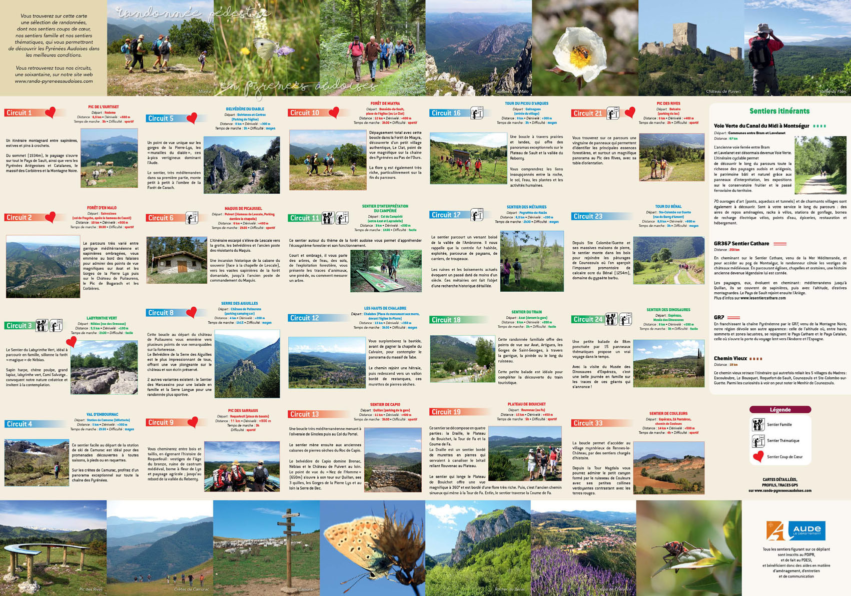 Carte des randonnées - Rando Pyrénées Audoises