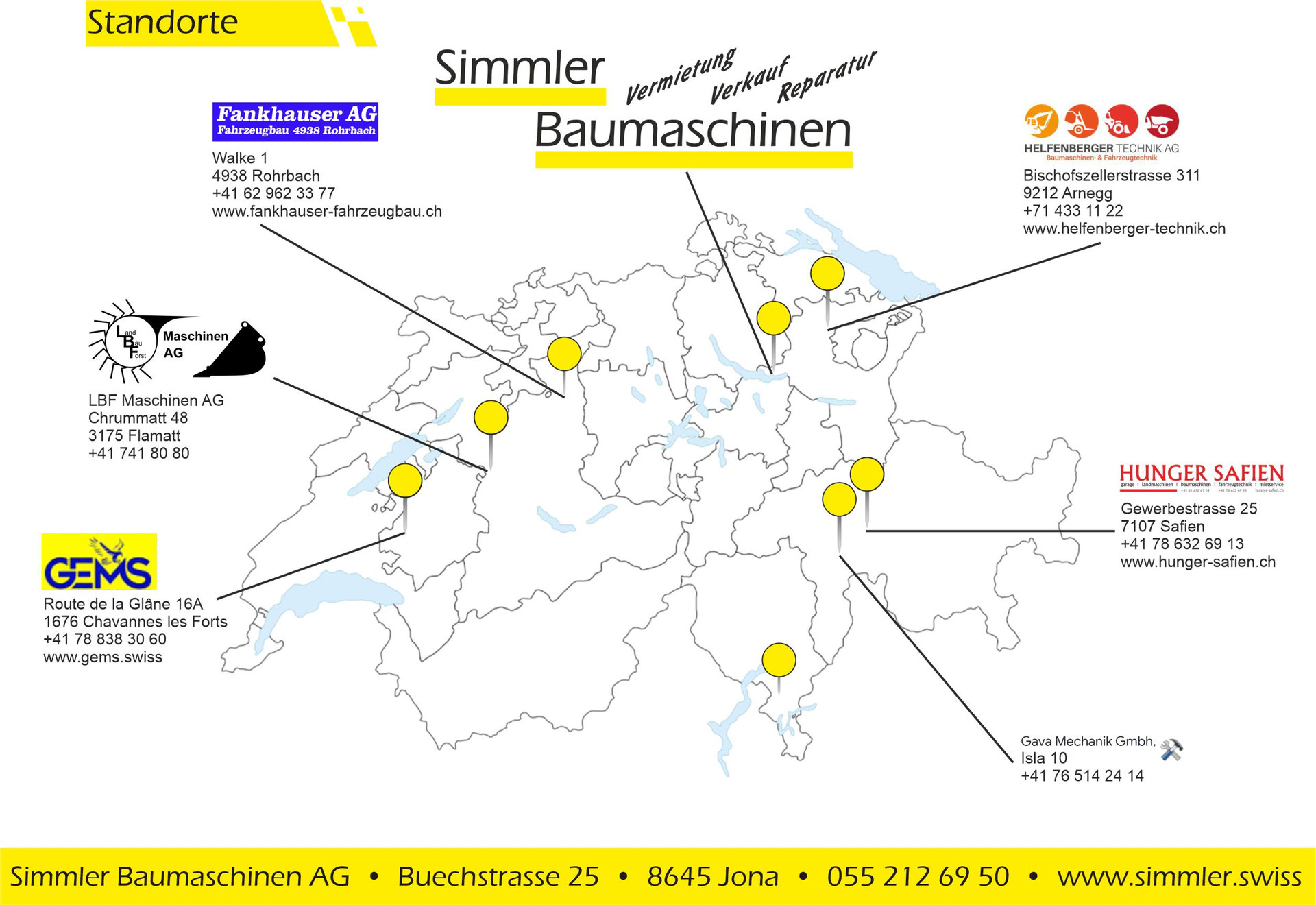 Standorte - Simmler Baumschinen AG, 8645 Jona, Alles rund um ...