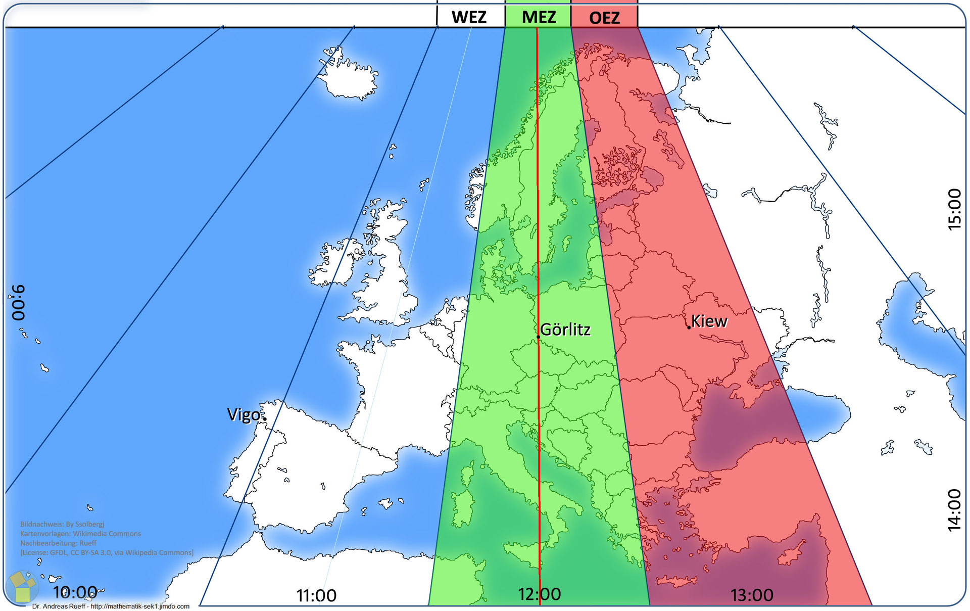 Zeitzonenkarte Europa