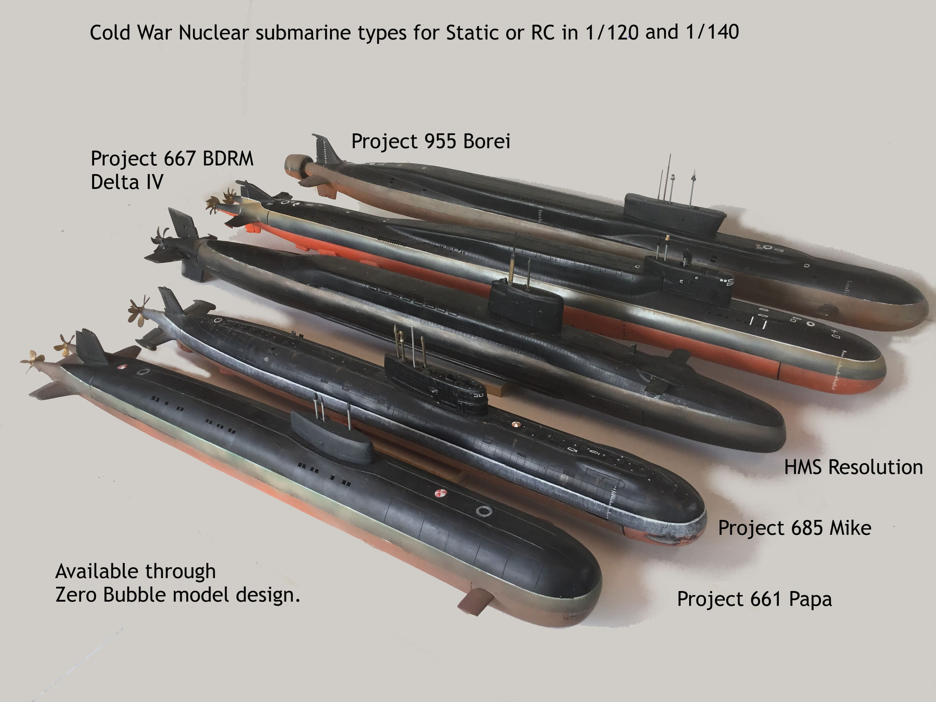 RC Model Submarine kits and cylinders - zerobubblemodeldesign