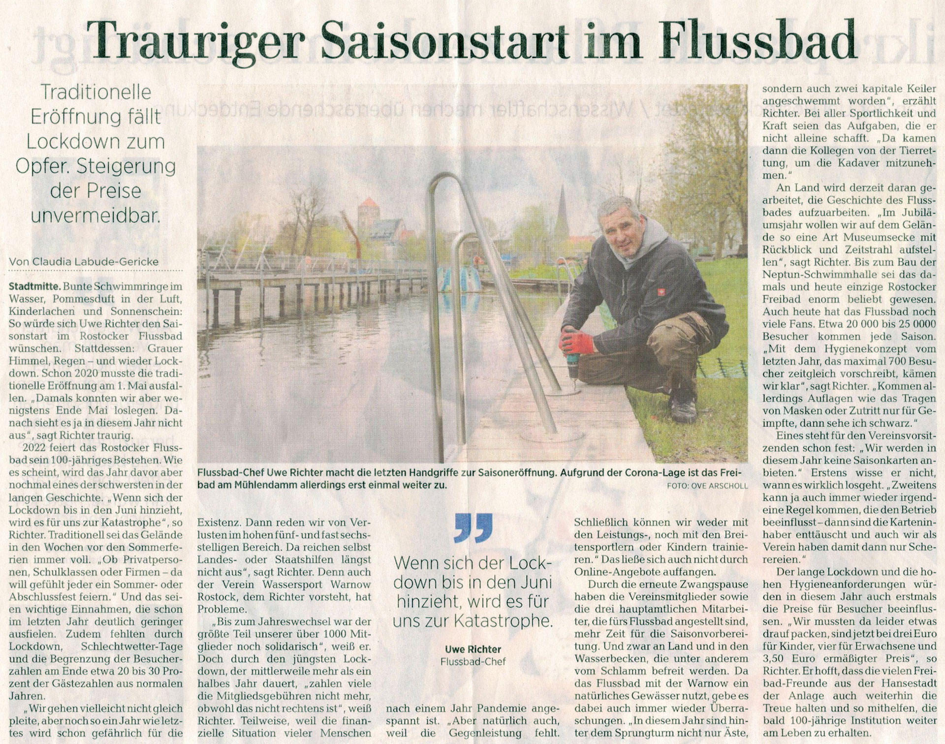 OZ-Artikel zur aktuellen Situation in Flussbad und Verein - Flussbad ...