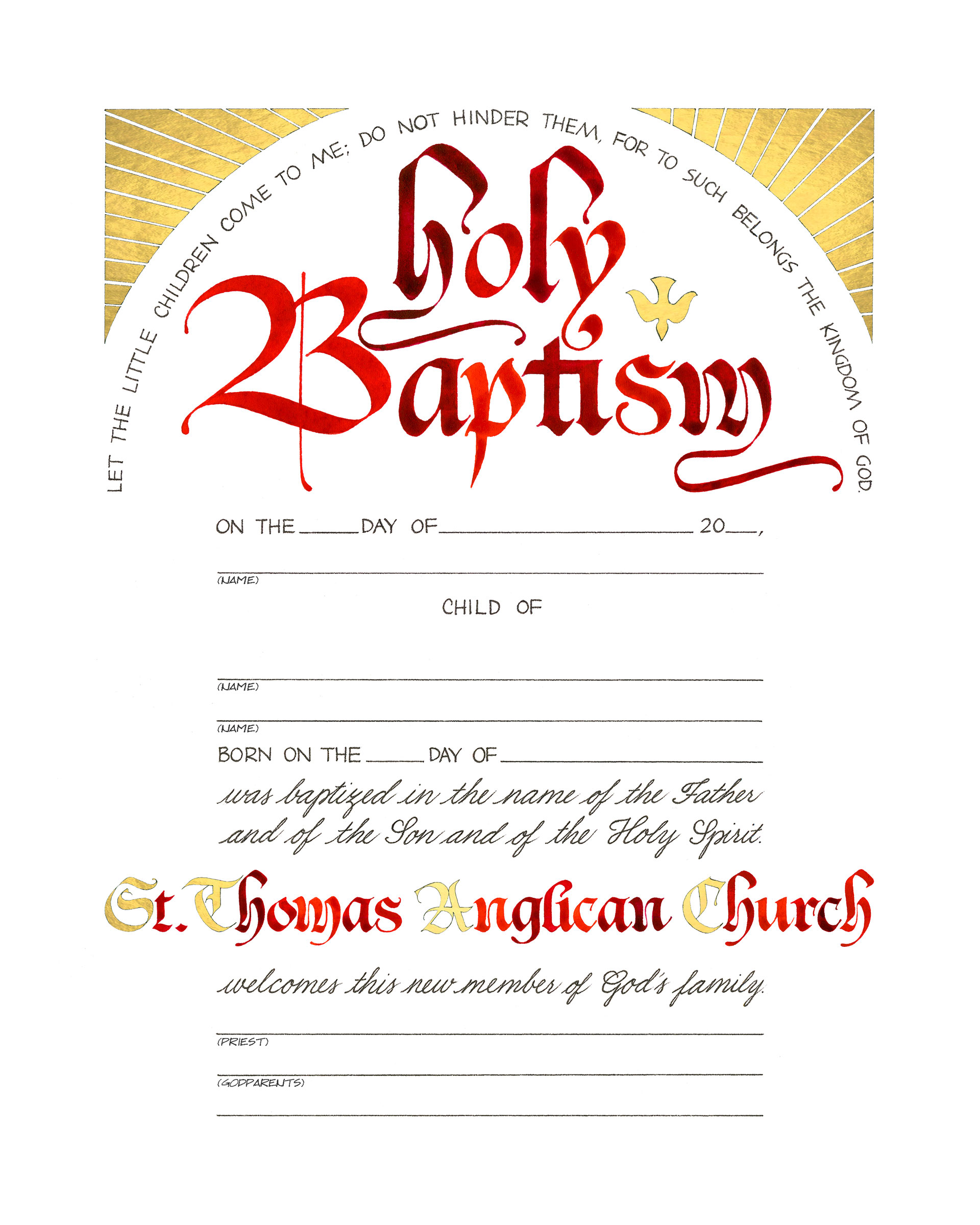 Episcopal Baptismal Certificate