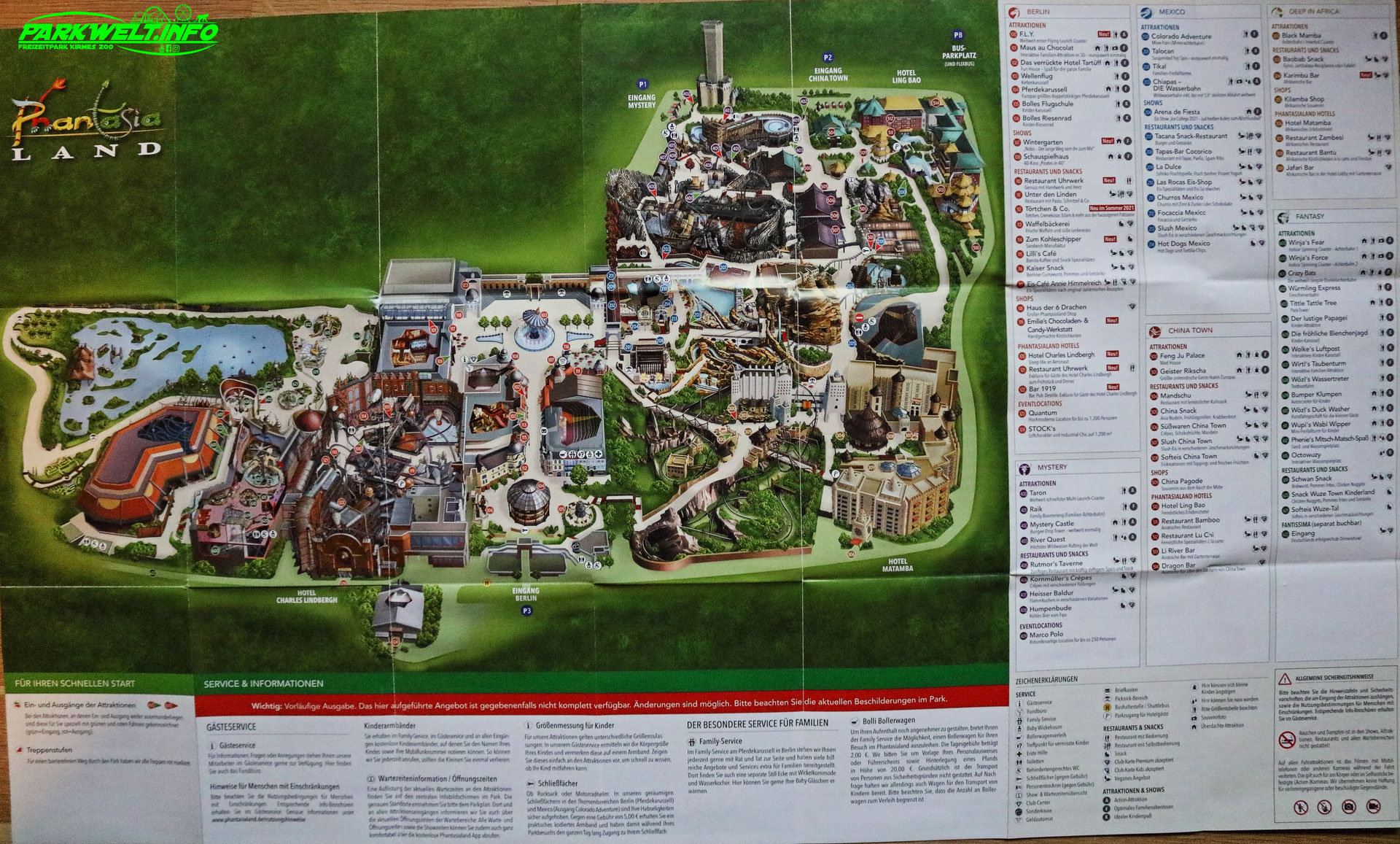 Park-Plan - Phantasialand - PARKWELT.INFO Dein Freizeit- & Infomagazin