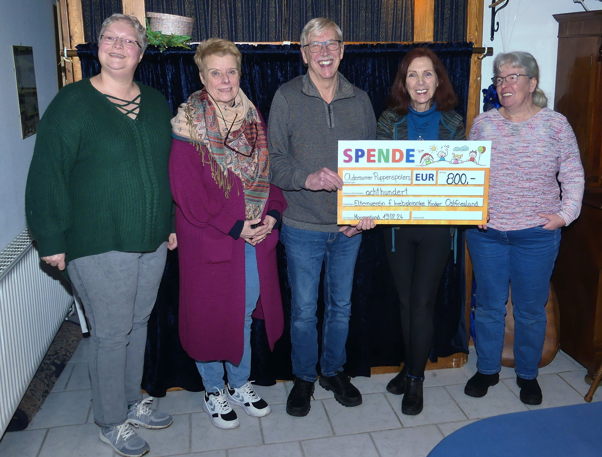 Wir spenden 800,00 an den Elternverein krebskranker Kinder e.V ...