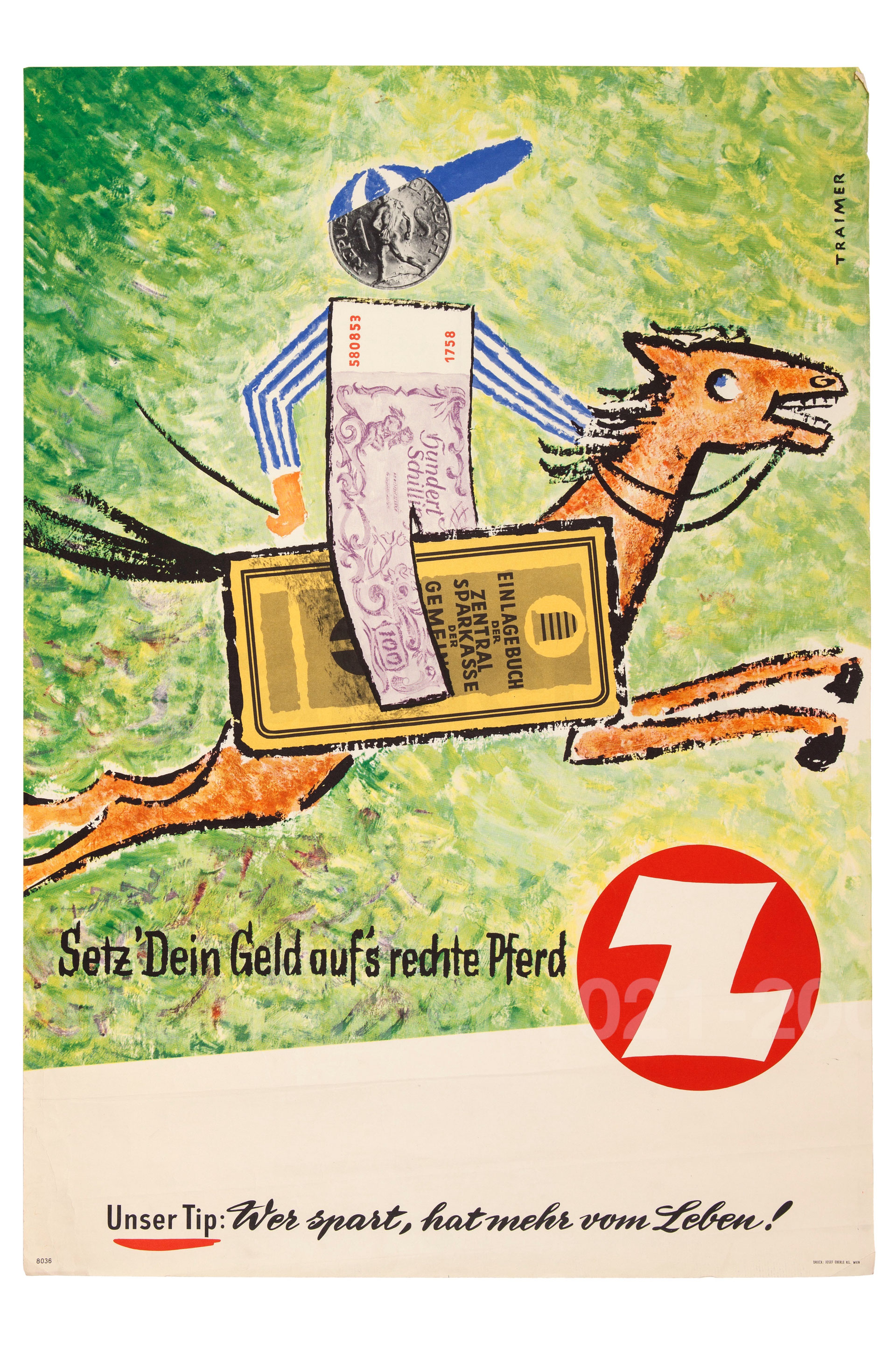 Sparkassenplakat - Pferderennen mit Sparkassenbüchern 1958 - Sammlung ...