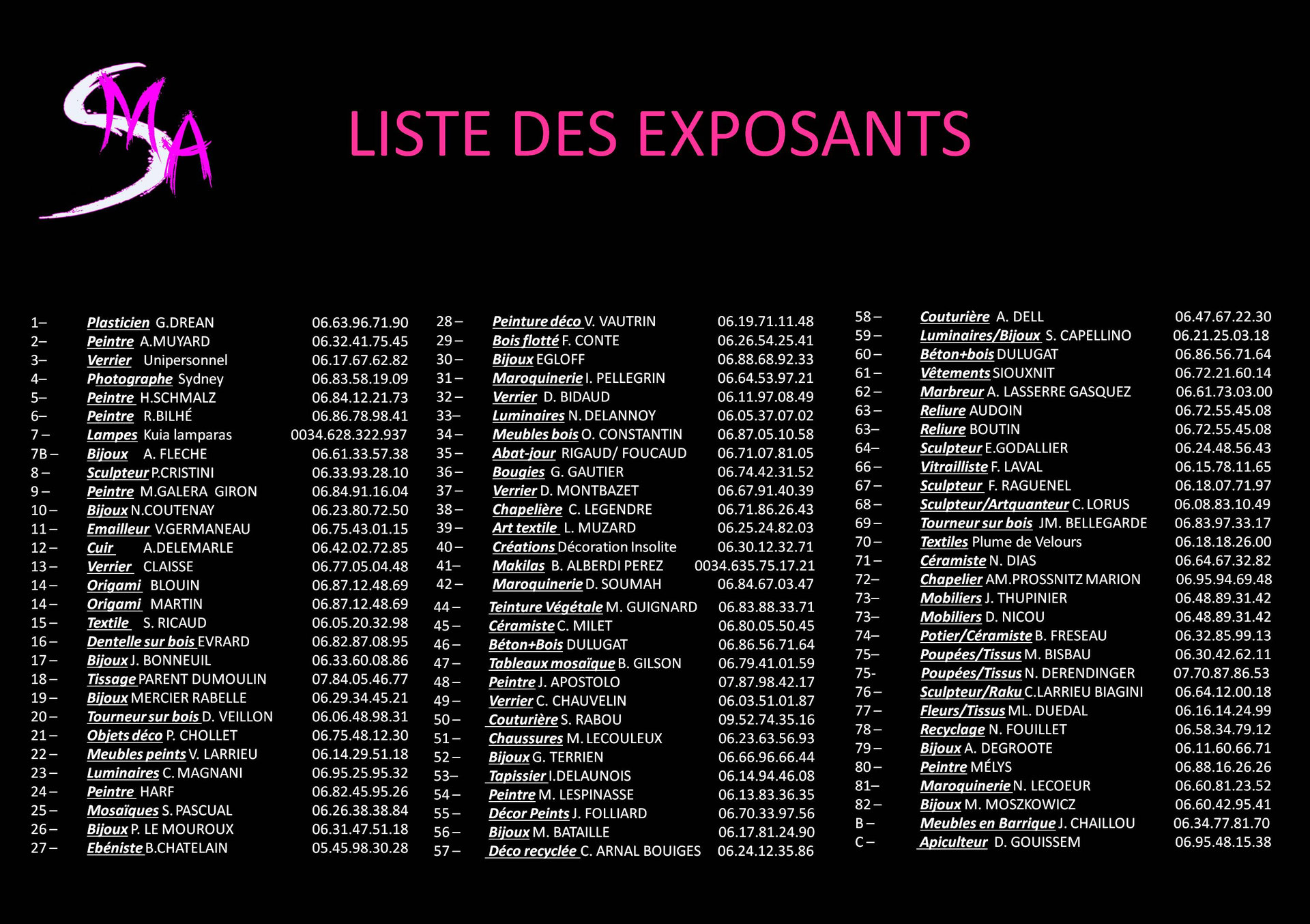 Liste des exposants 2017 - Site de rauzan-salon-metiersdart