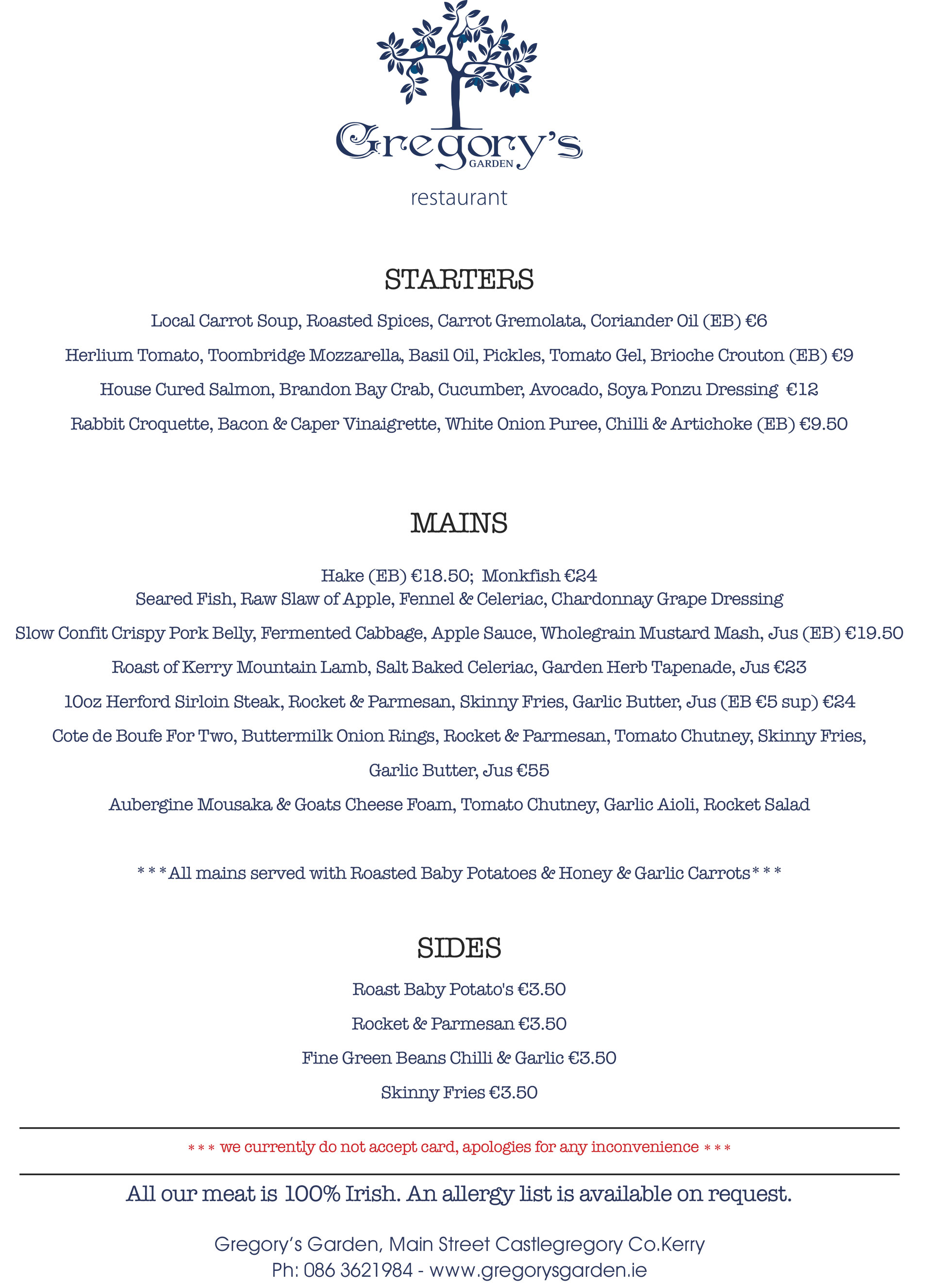 GREGORY'S GARDEN MENU - gregorysgarden