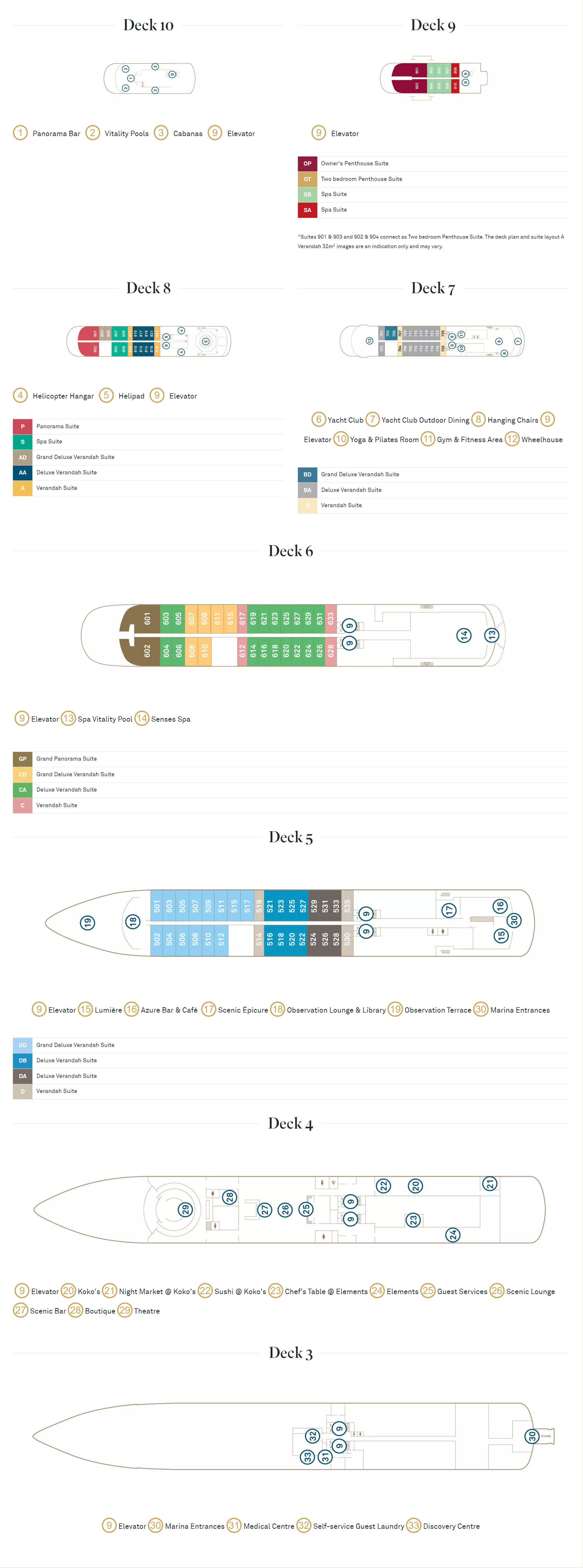 Scenic Eclipse 2 Deckplan - Emocean Luxus Kreuzfahrten