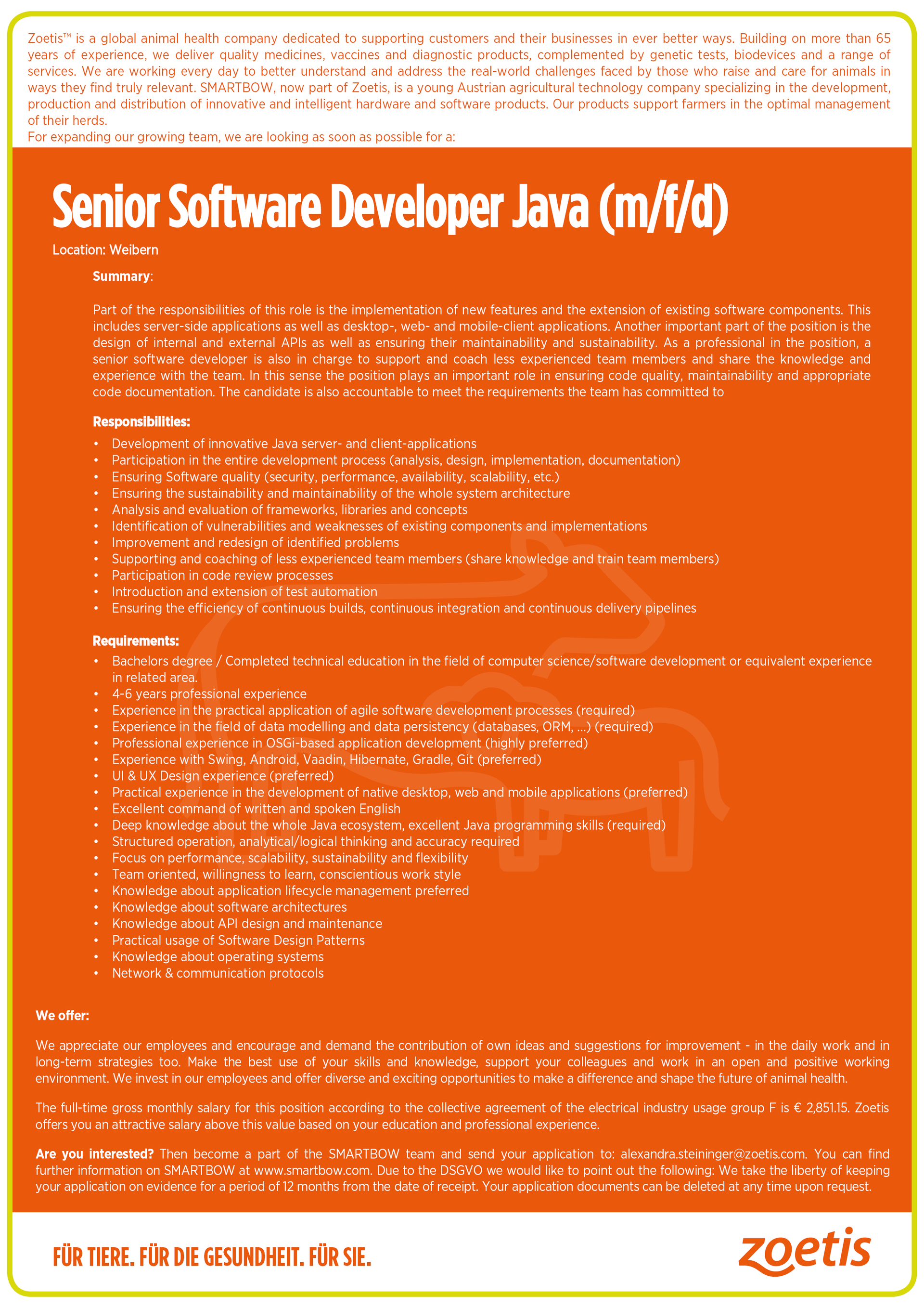 Senior Software Developer Java Job bei Smartbow in Weibern - SW|DEV