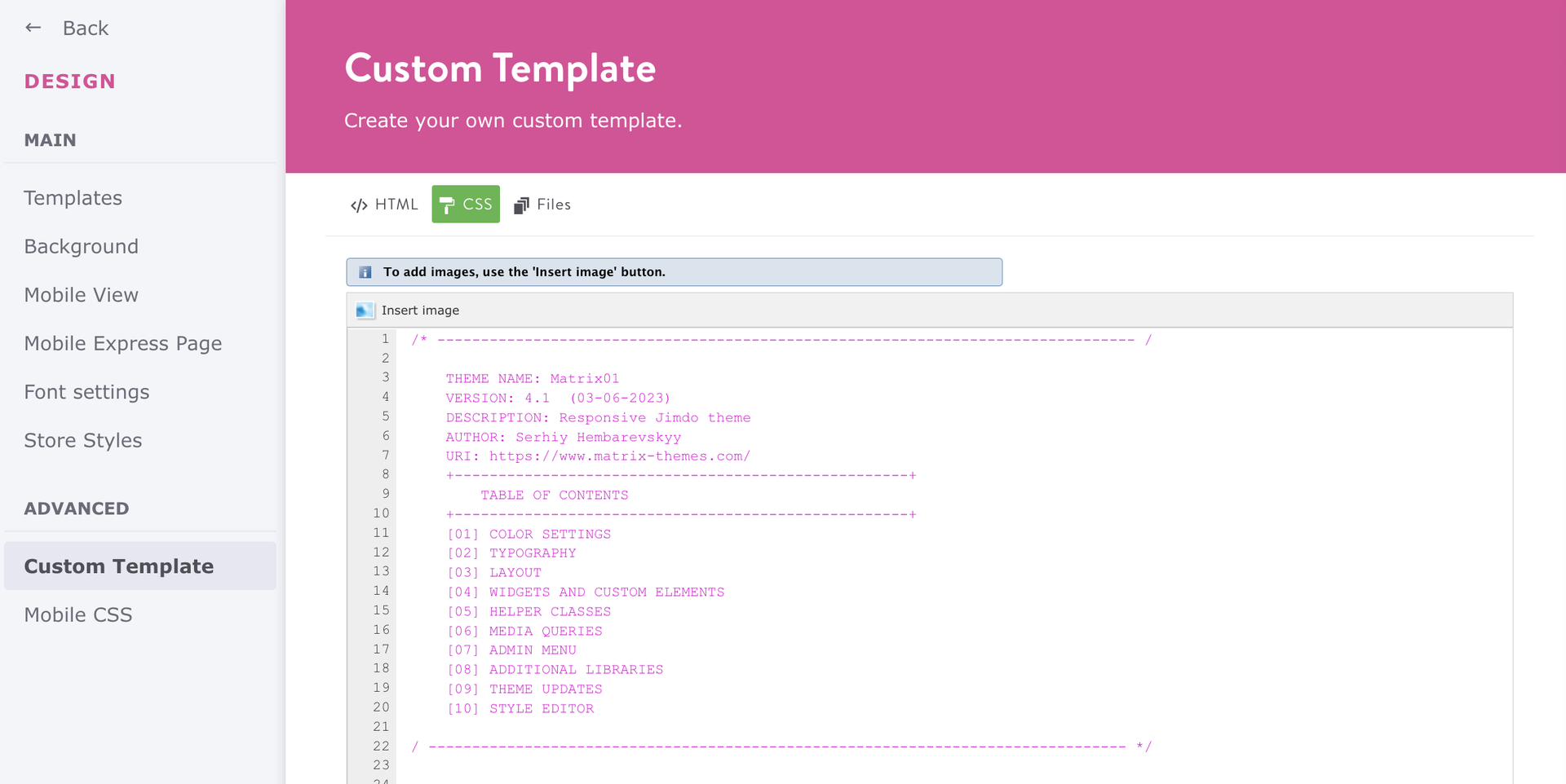 Overview - Matrix Themes - Official website - Jimdo