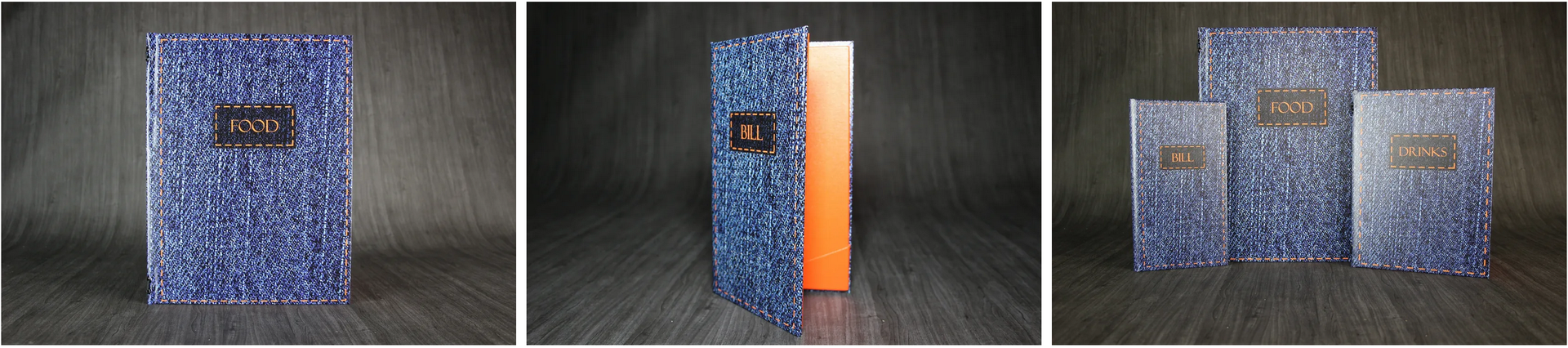Denim Menu Covers - Hurriprint & Design Studio