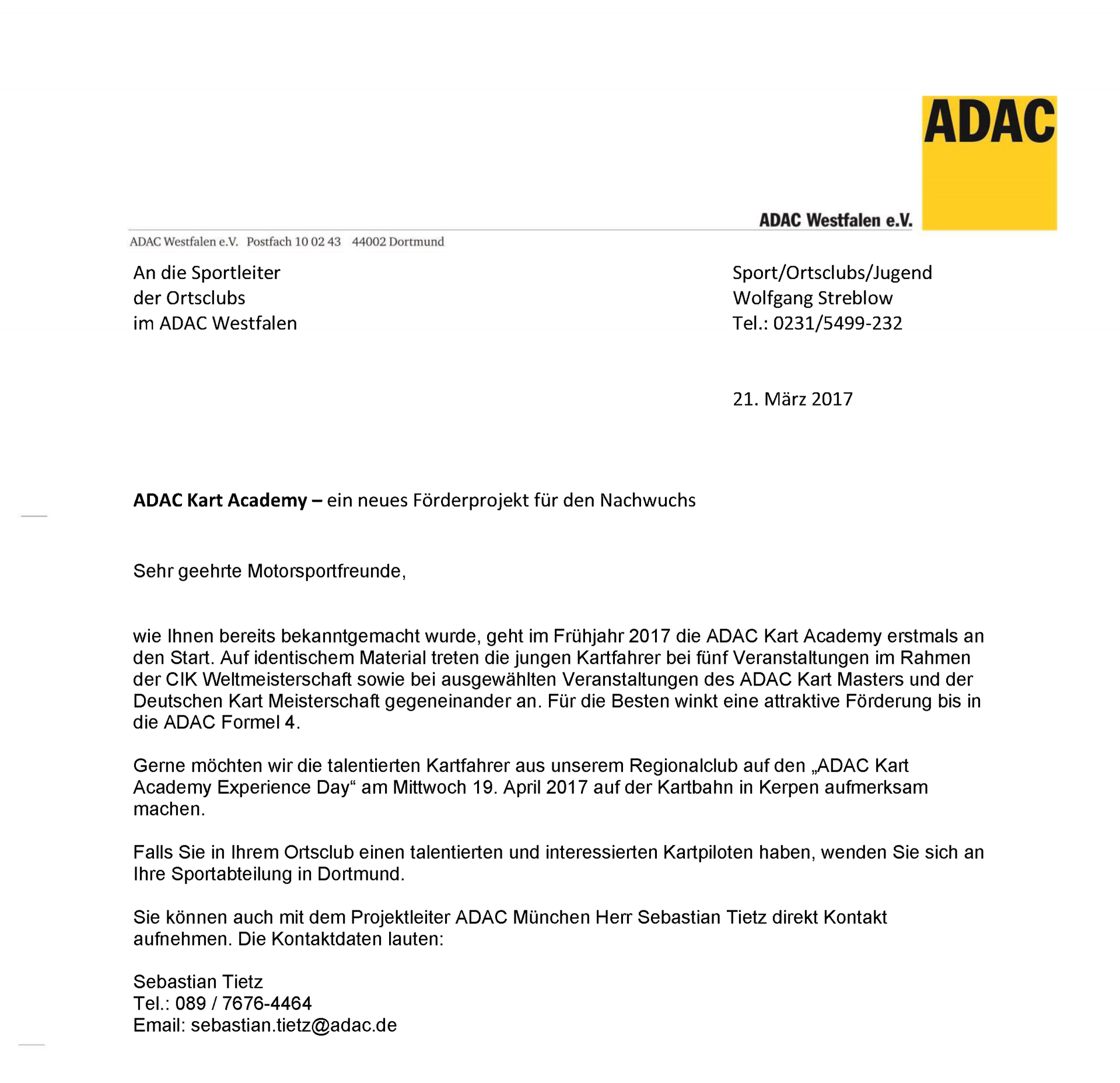 Weitere Information zur neuen ADAC Kart Academy - Website des Rallye ...