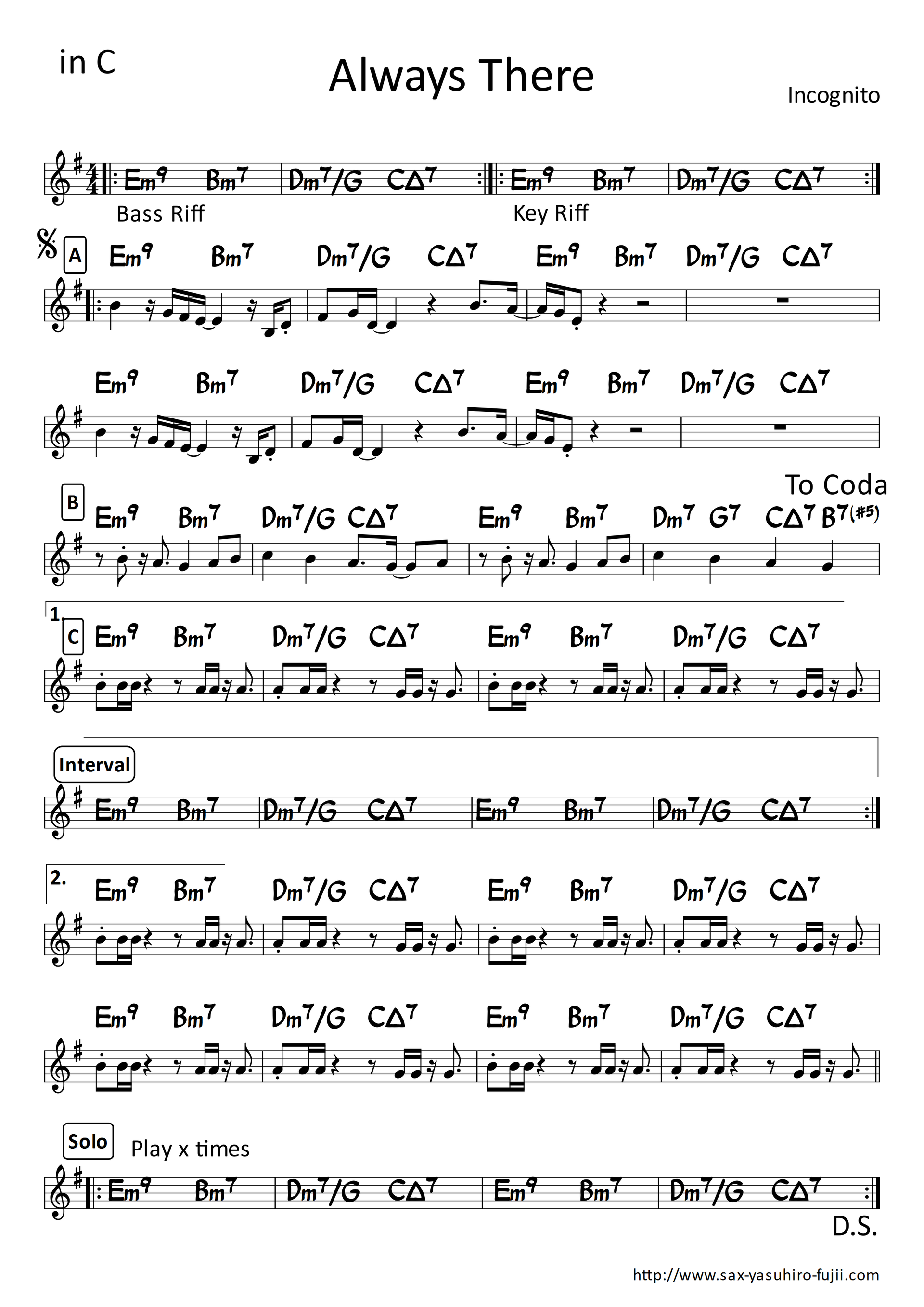 Always There - Incognito - 大阪のサックスレッスン 藤井泰宏