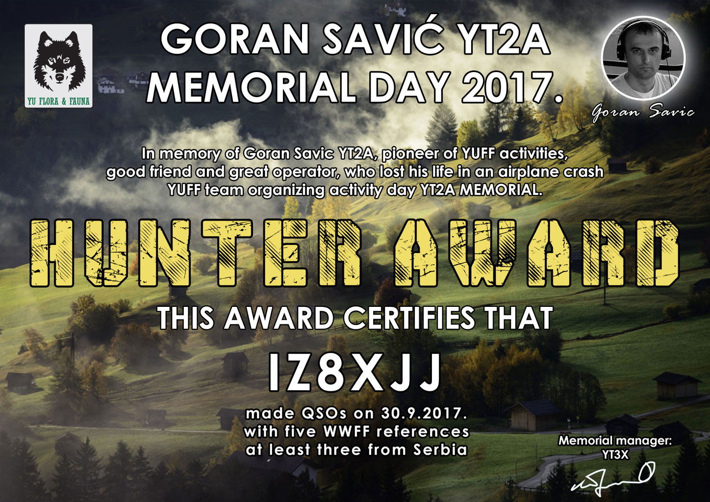 Serbian Flora & Fauna Award - Welcome to IZ8XJJ