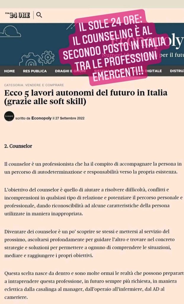 IL COUNSELING: LAVORO DEL FUTURO.. MA GIA' PRESENTE E DI AIUTO PER MOLTE PERSONE! - Benvenuti su ...
