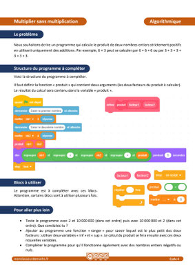 Activités d'algorithmique au cycle 4 - Mon classeur de maths