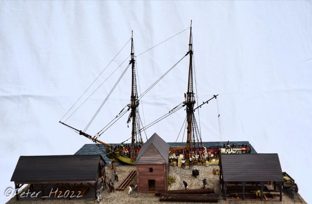 HM Sloop Wolf am Werftquai Port Chatham um 1760 1:96 - mein-modellbaus ...