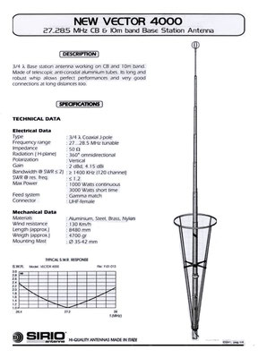 CB - Commerciali: Sirio Vector 4000 Sigma IV Mod. AV-174 CTE Saliut Mod ...