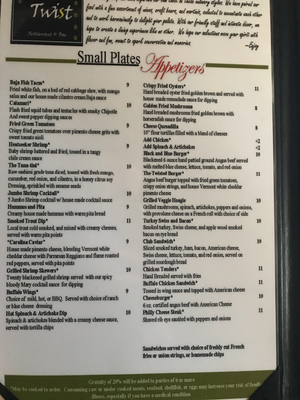 Olive or Twist Bar and Restaurant Menu - oliveortwistrestaurant