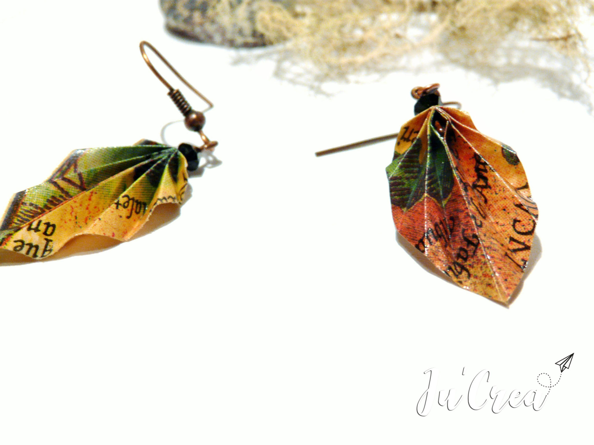 Feuilles Origami - Site de Ju'Crea ! Bijoux origami et accesoires en papier