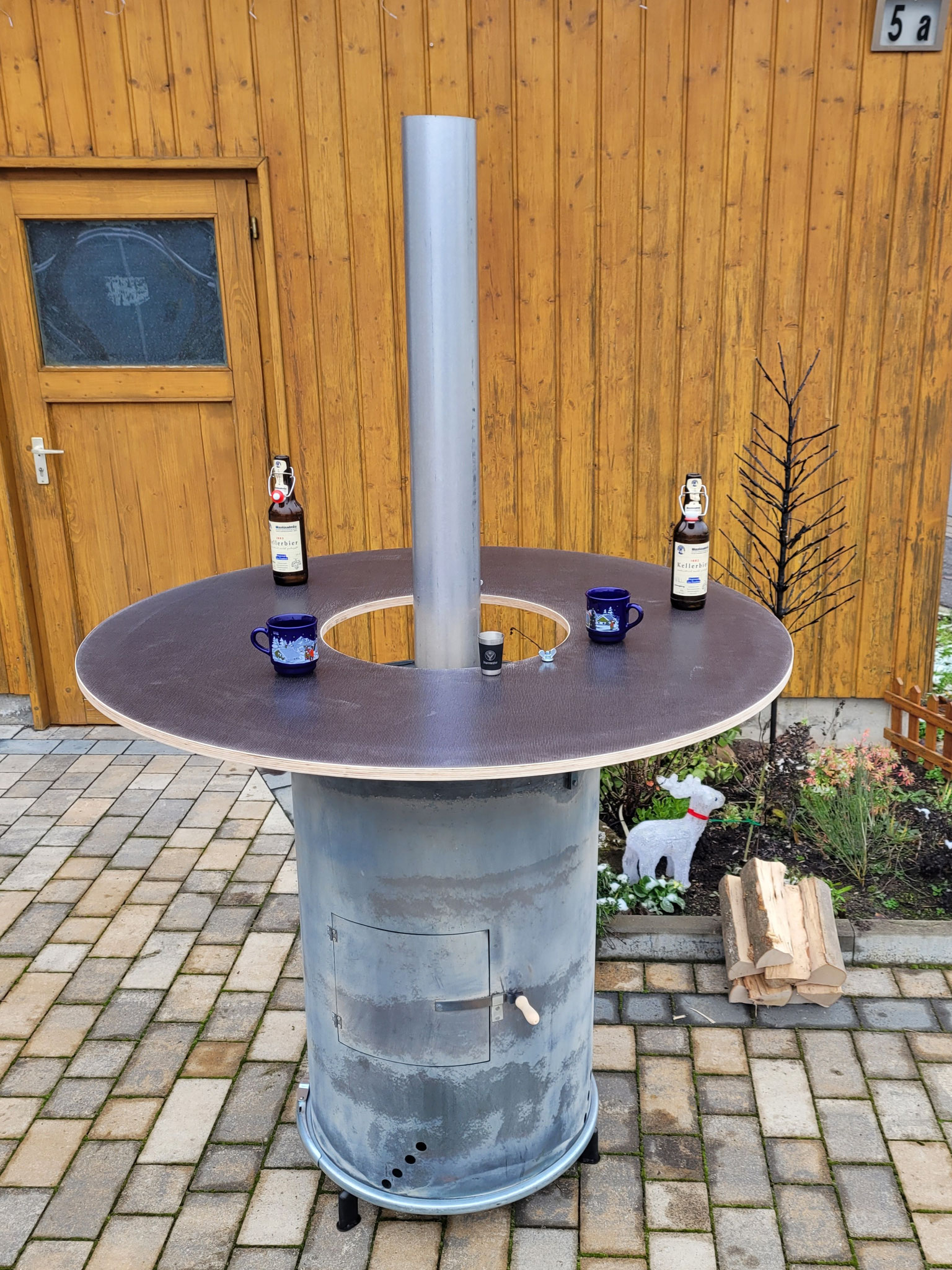 Wunderbar Feuertonne Stehtisch Mit Kamin Fotos
