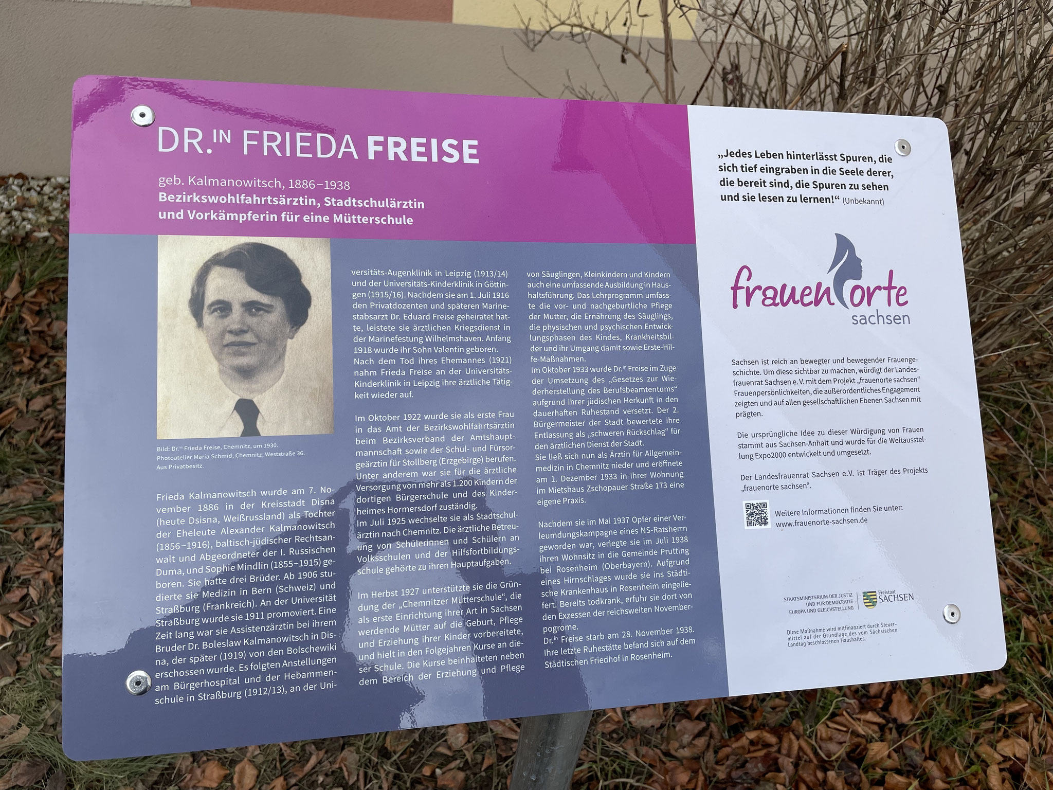 Dr. Frieda Freise - frauenorte sachsen