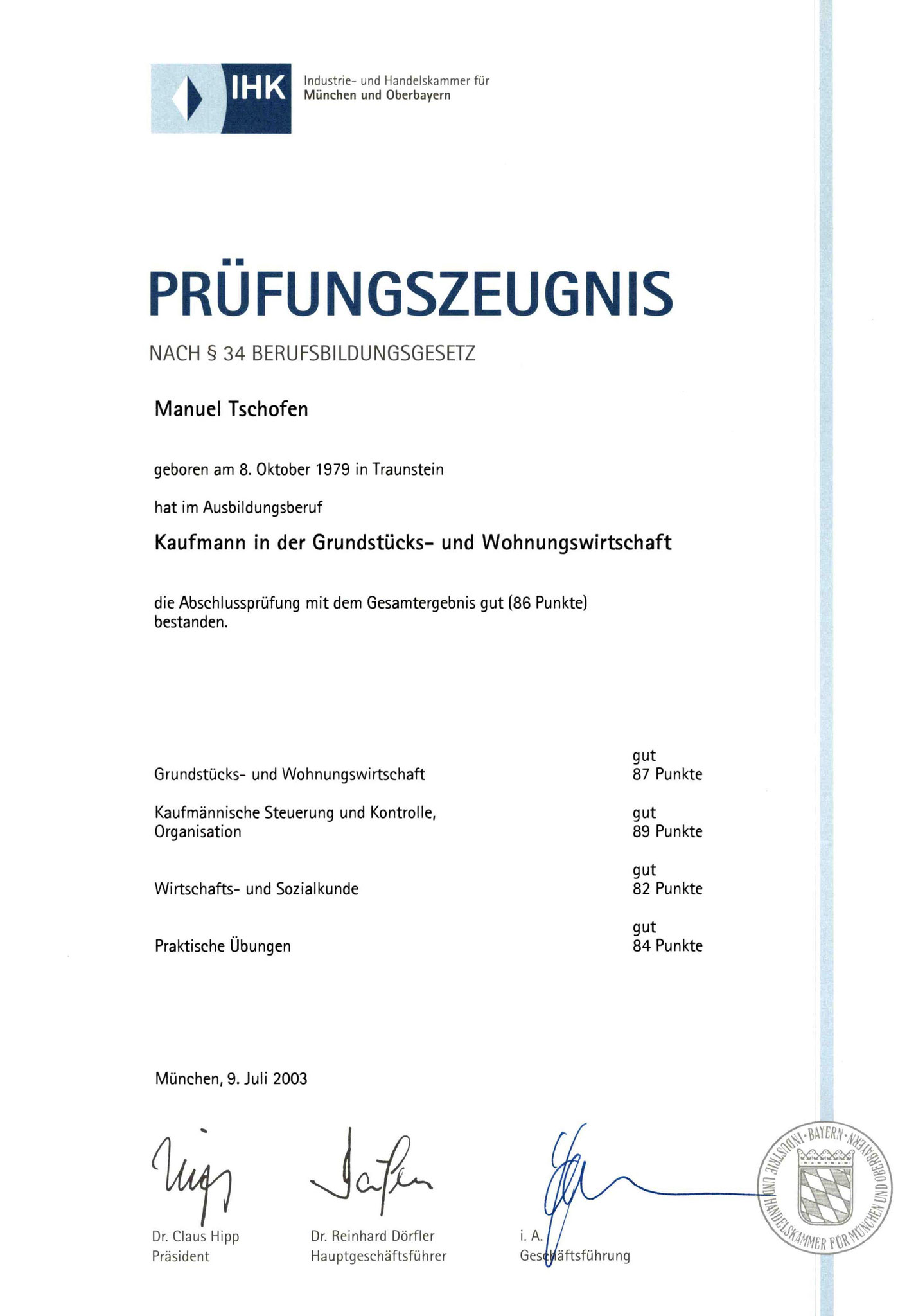 Zeugnisse - Tschofen Immobilien und Hausverwaltung Grabenstätt Palling ...