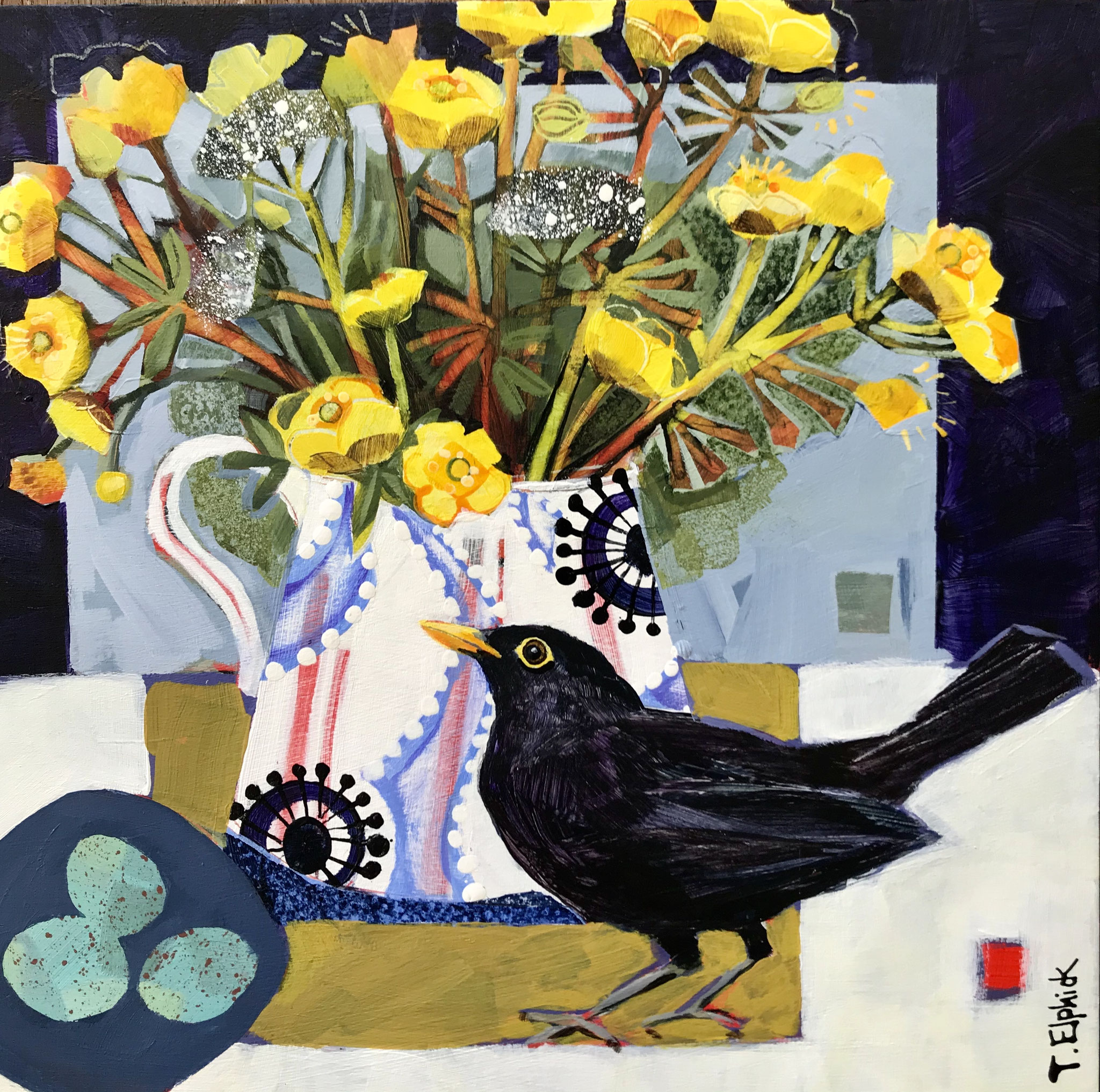Still Life with Birds - Tracey Elphick Mixed Media Artist Cirencester