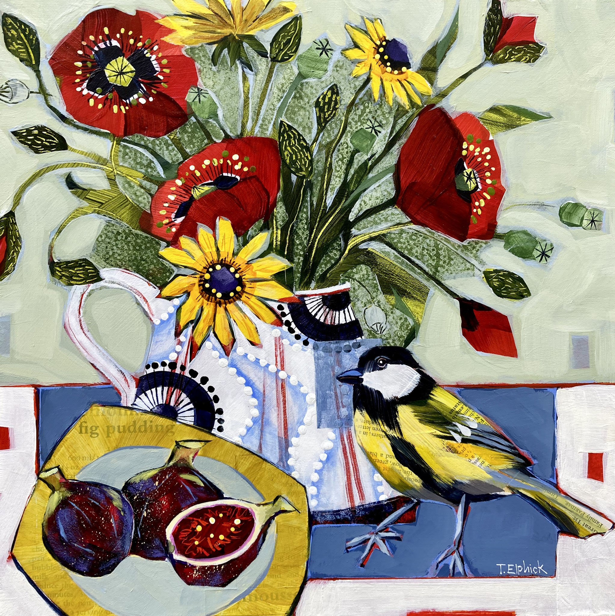 Still Life with Birds - Tracey Elphick Mixed Media Artist Cirencester