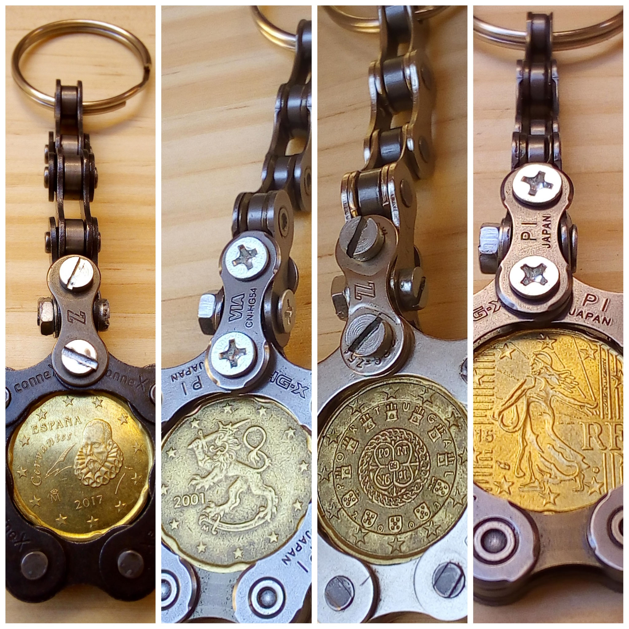 with coins - swisstrailbell® meets bicycle chain art
