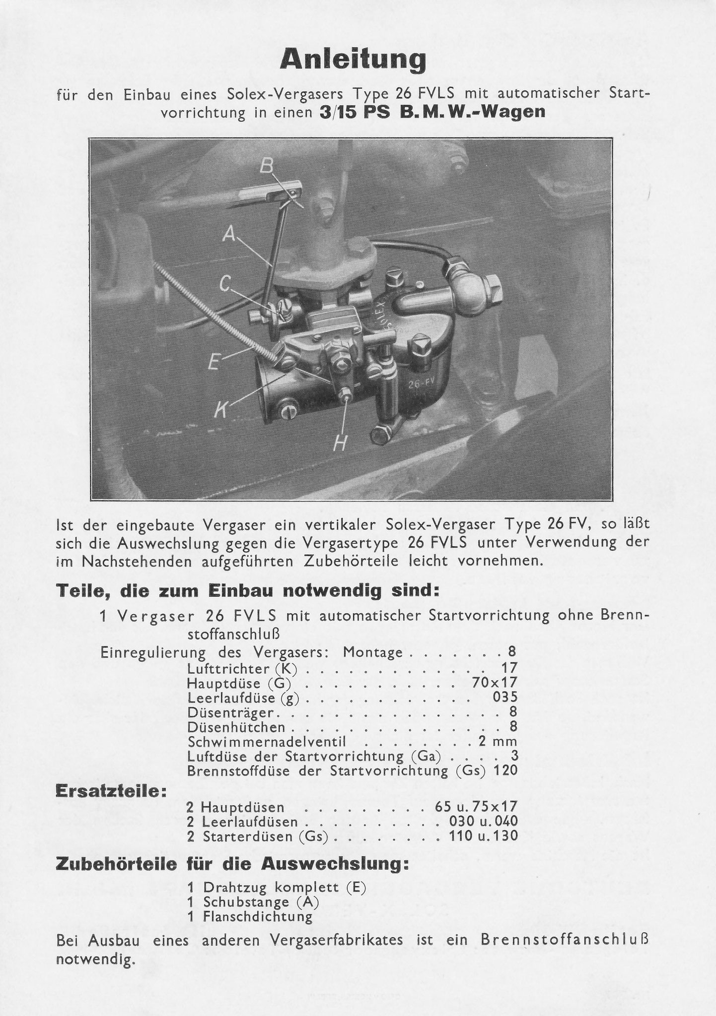 Solex Vergaser-Heftchen - 20er/30er/40er Jahre - gibgas Vergasertechnik