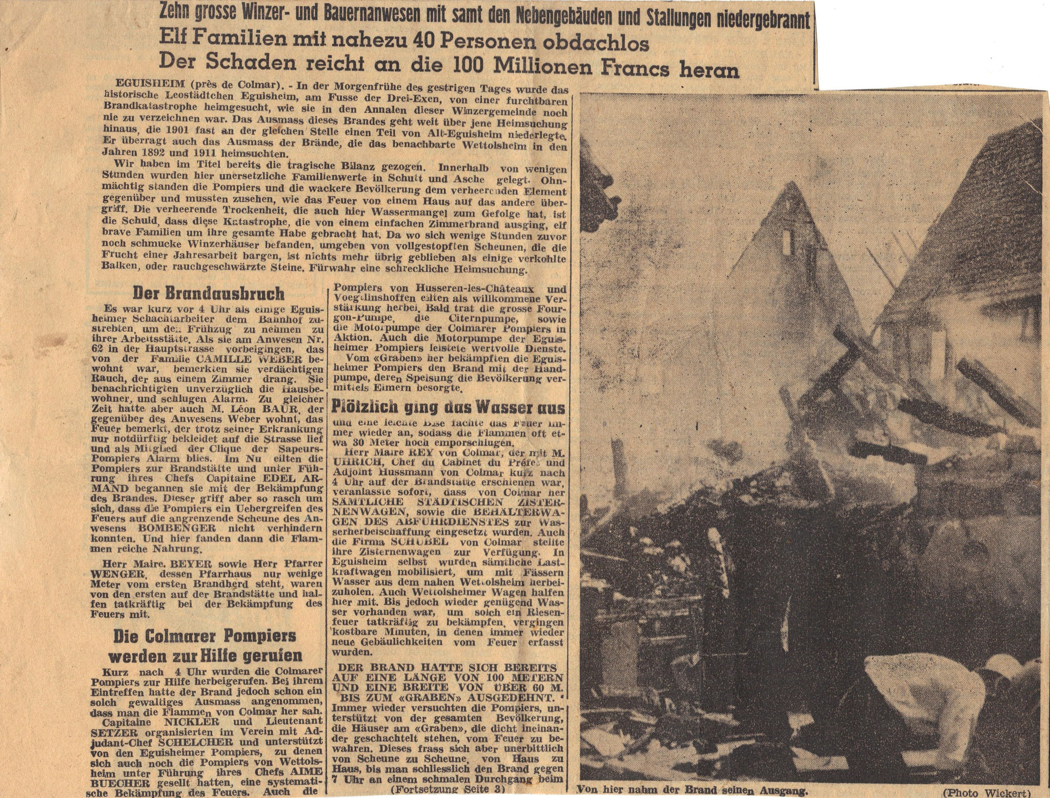 Août 1949 : L'incendie du Rempart Nord - Site de aupieddestroischateaux
