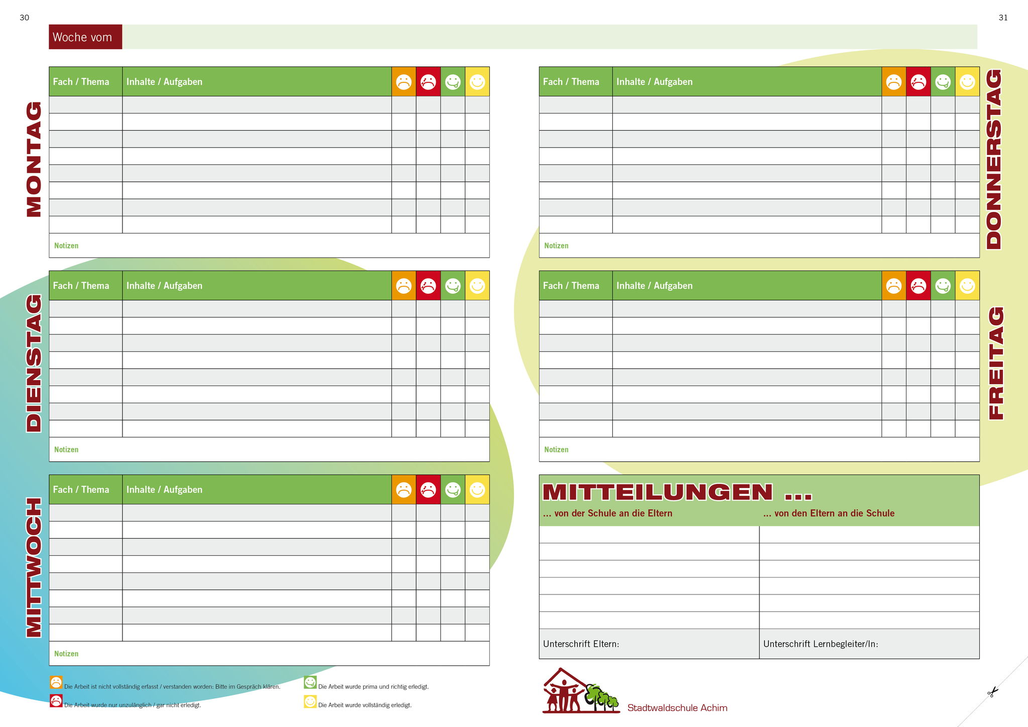 Dein Lerntagebuch - Hausaufgabenheft gestalten Schulplaner gestalten