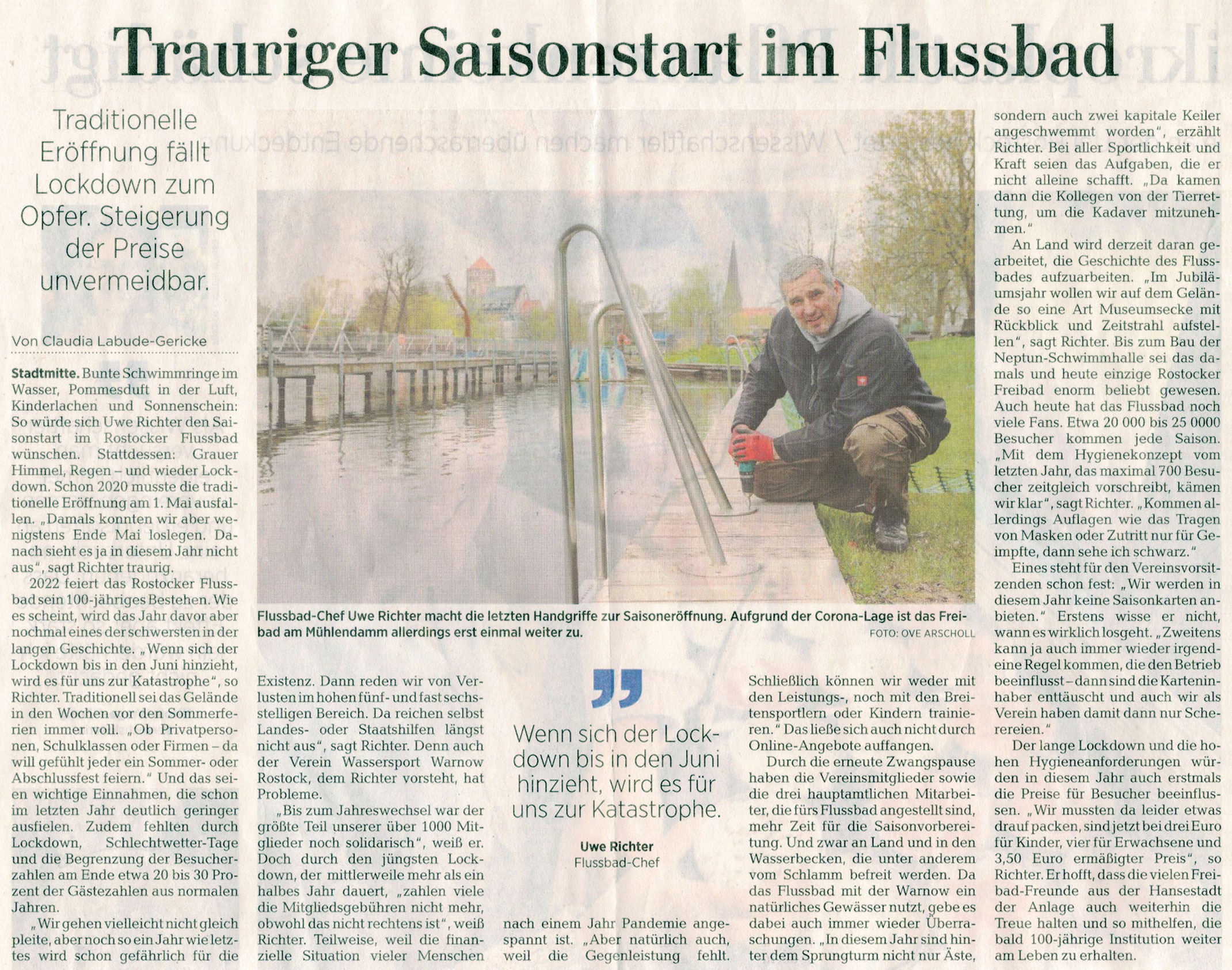 OZ-Artikel zur aktuellen Situation in Flussbad und Verein - Flussbad ...
