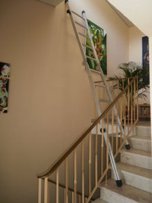 Teleskopleiter für Treppen und Treppenshaus, steht sicher auf jeder ...