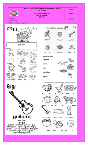 Sonido gue- gui-güi- güe - Página web de lectoescrituragrado1sm