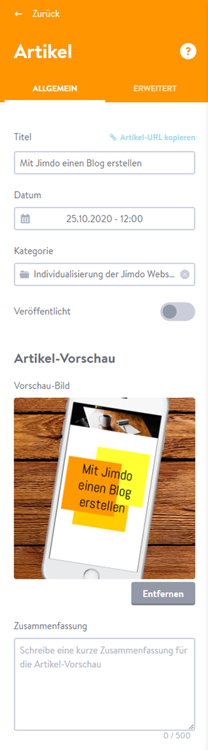 Mit Jimdo einen Blog erstellen - esecon.at - webseiten leicht gemacht