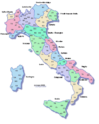 Codes-map of Italy - plates-spotting Webseite!