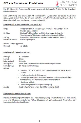 Informationen zur gleichwertigen Feststellung von Schülerleistungen (GFS) und Methoden am GymPl ...