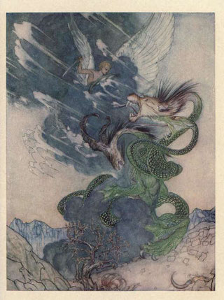 Illustrations of dragons by Arthur Rackham - myfairyland