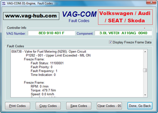 Volkswagen Error Codes list - Workshop