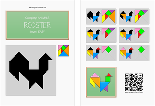 Tangram Rooster - Printable tangram worksheet #68 - Providing teachers ...