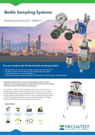 LIQUID SAMPLING SYSTEMS - BOTTLE SAMPLERS FOR LIQUIDS - Mechatest ...