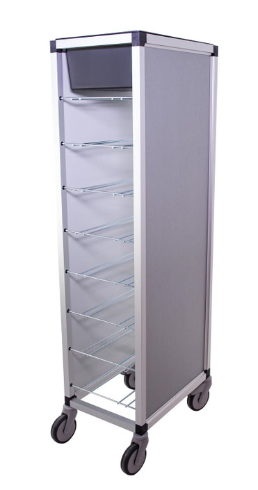 Chariot porte plateau "Albert" pour 8 plateaux 11611, optique inox ...