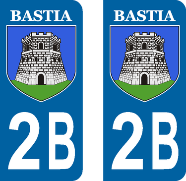 BASTIA - stickers pour plaques immatriculation, adhésifs logos régions,