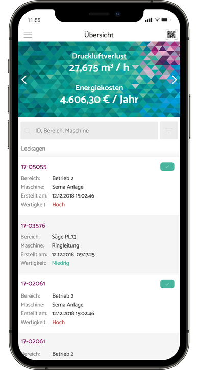 Smartes Leckagemanagement | Druckluft-Lecks orten & auswerten - LOOXR